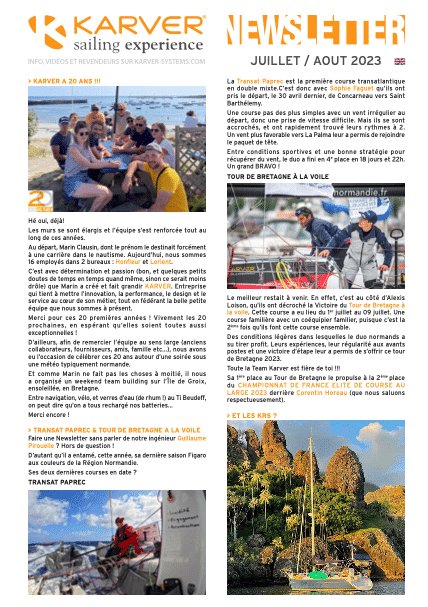 Newsletters de Juillet/ août 2023 - Karver systems