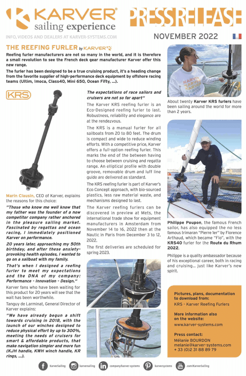NOVEMBER 2022 - NEW REEFING FURLERS - Karver systems